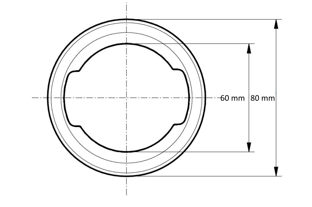 Einfüllstutzen d60/20 DIN 73400 für Deckel B60